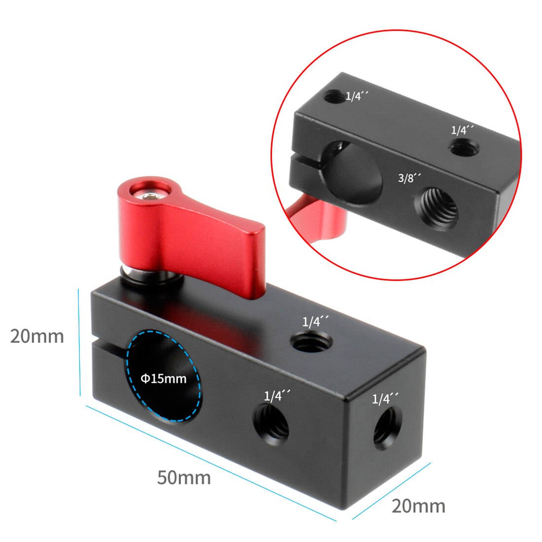 15mm Rod Rail Clamp Mount Adapter Single Hole 1/4"... – Grandado