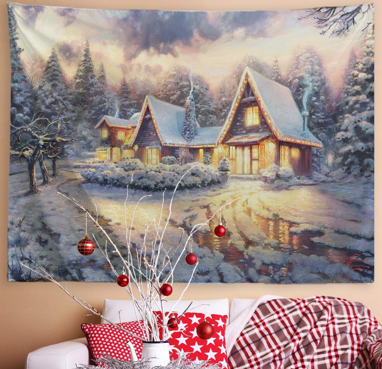Winter Snow Classic Scene Tapestry Christmas Decor... – Grandado