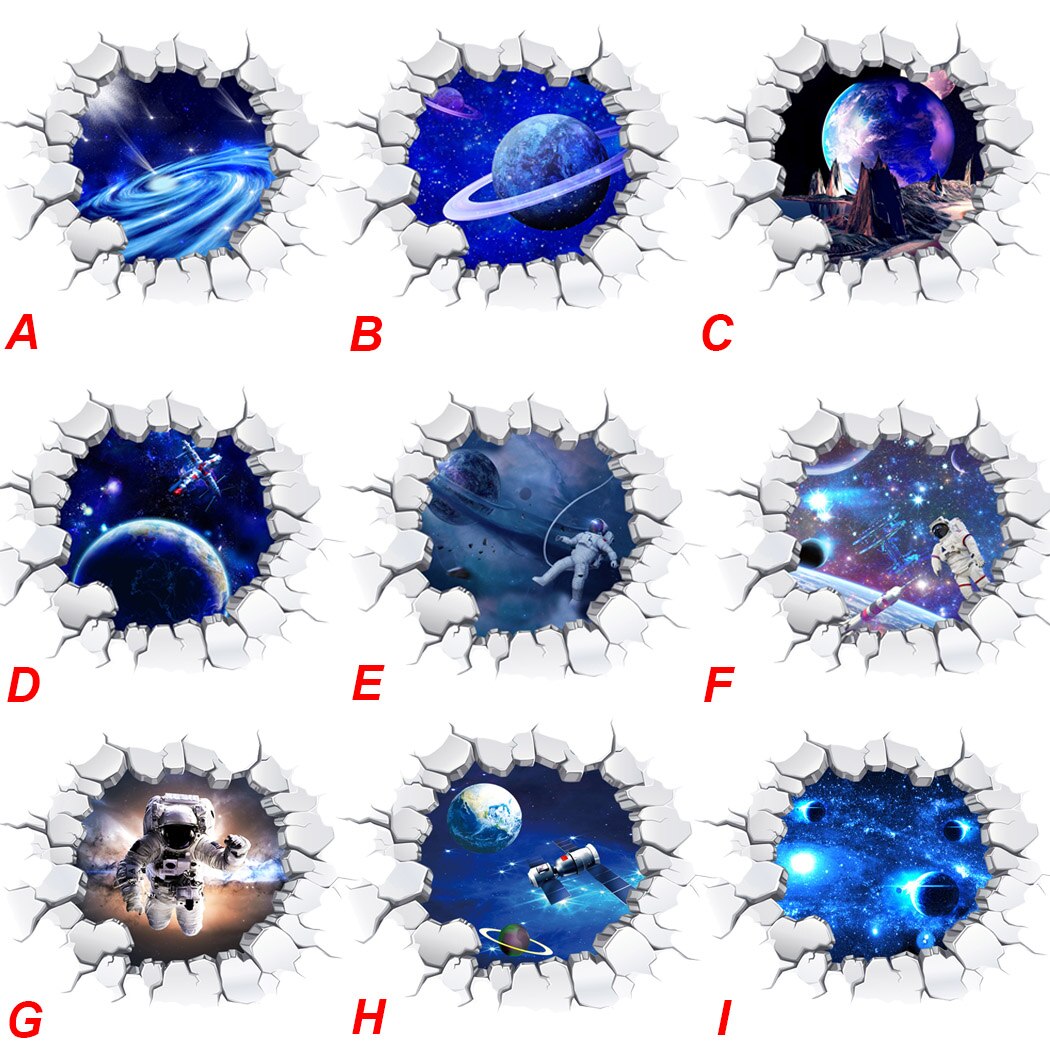 3D Muurstickers Galaxy Space Astronaut Sticker Voo... – Vicedeal