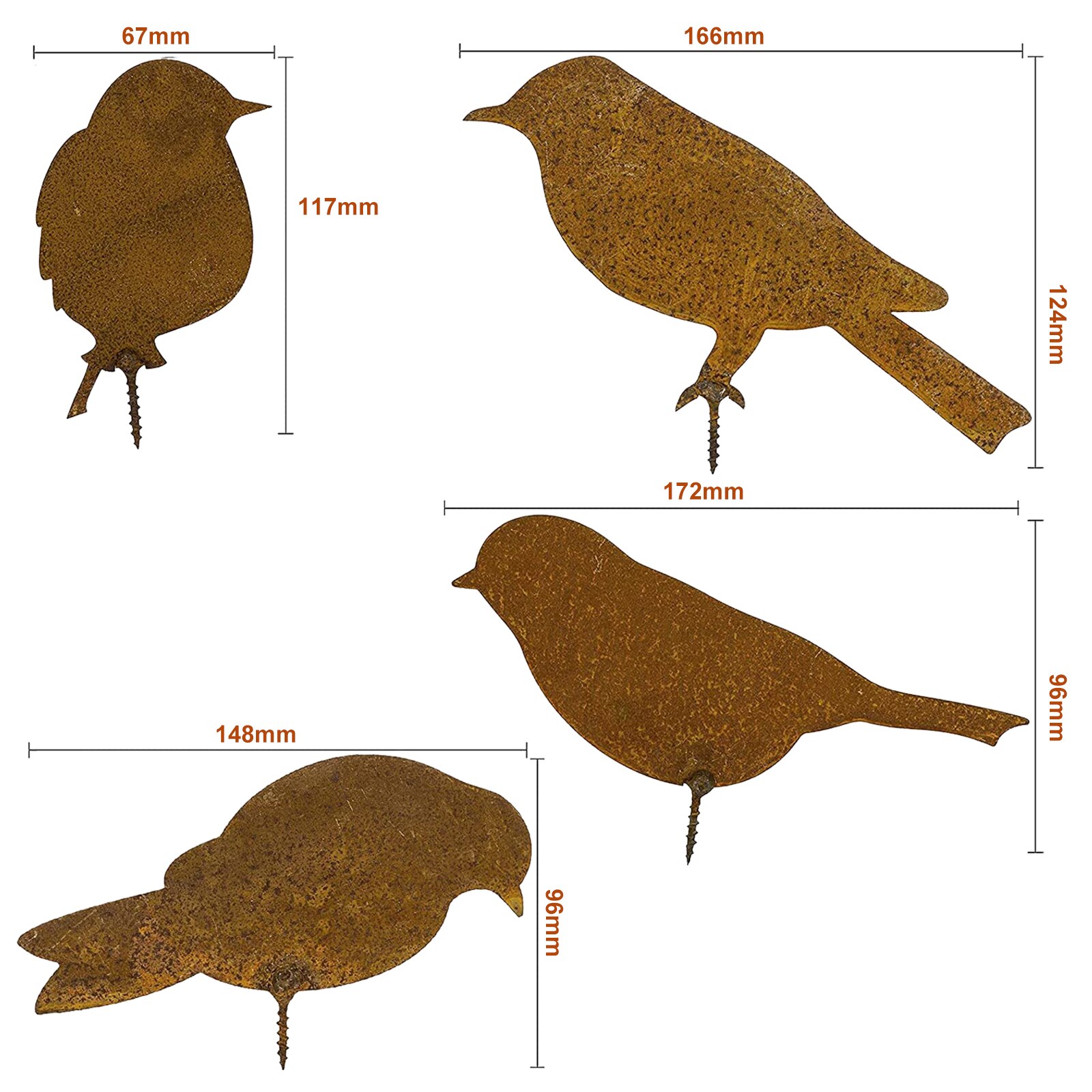 Practical Metal Birds with Rusty Patina Garden Art... – Grandado