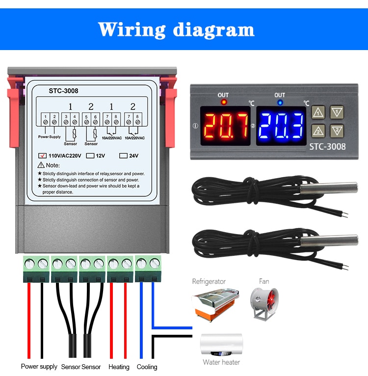 STC 3008 LED Digital Temperature Controller 12V 24... – Grandado