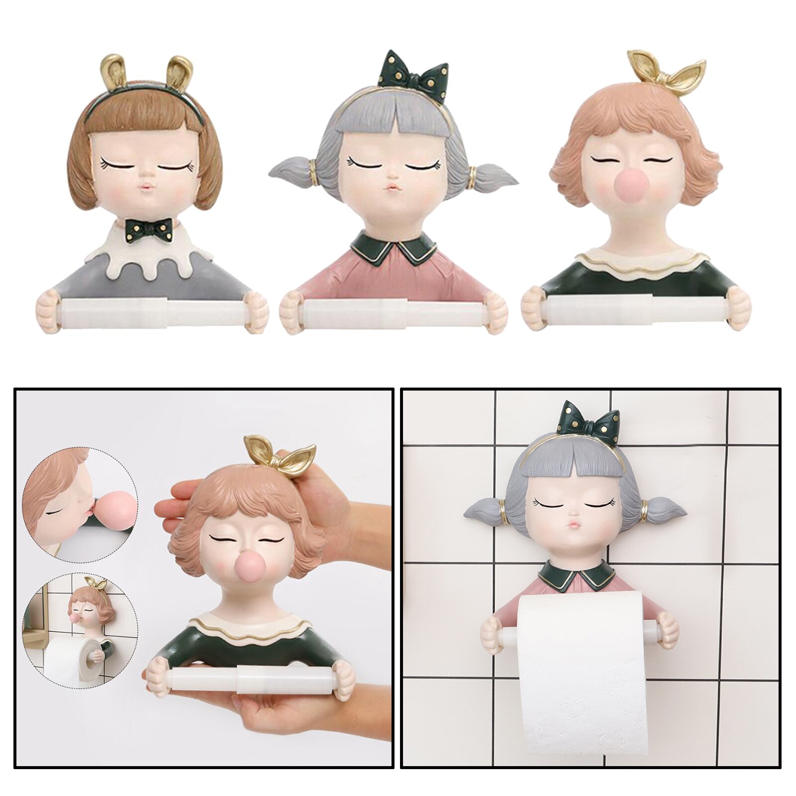 Leuke Meisje Toiletpapier Rolhouder, Hars Toiletro... – Grandado