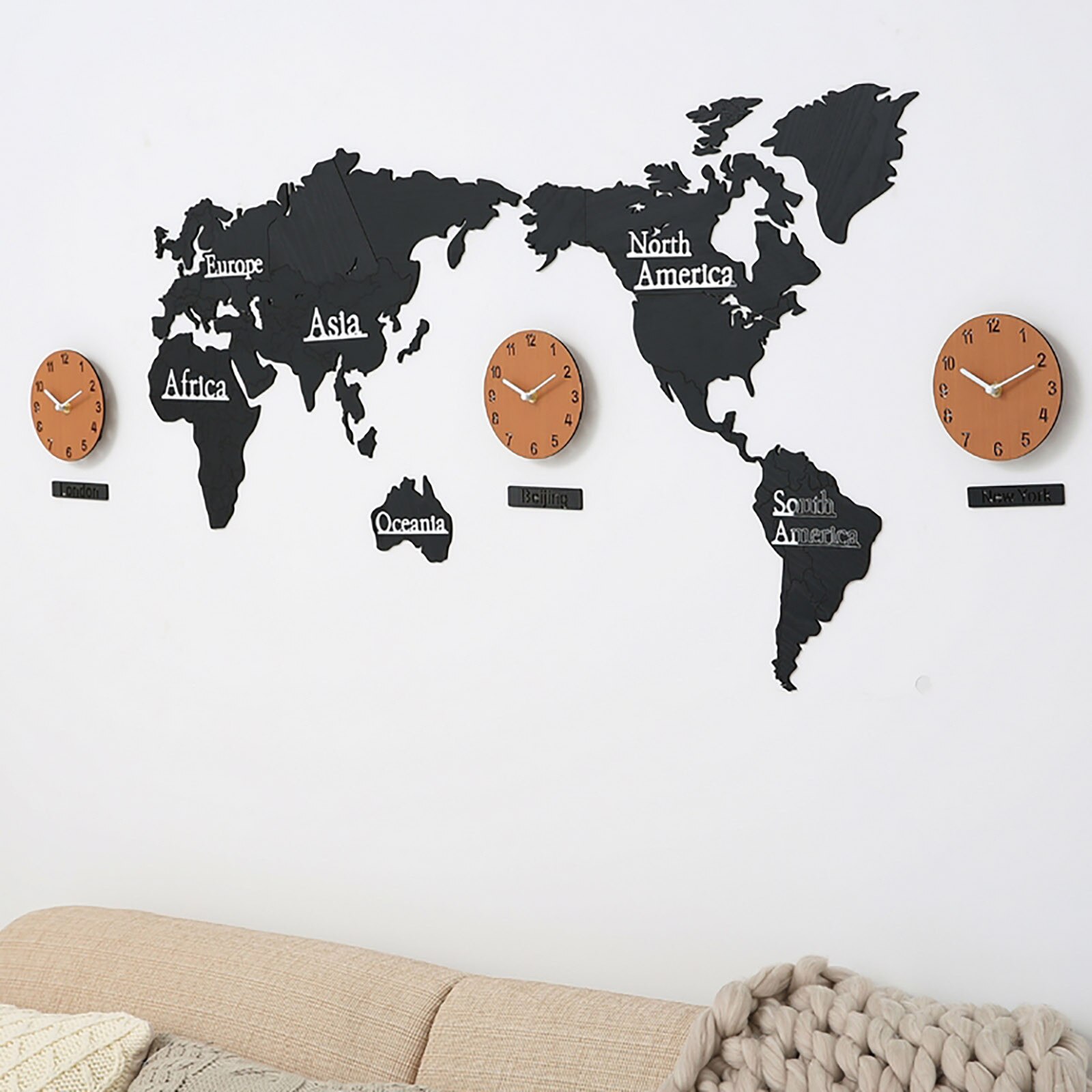 Wall Clock DIY 3D World Map Home Office Decor Cloc... – Grandado