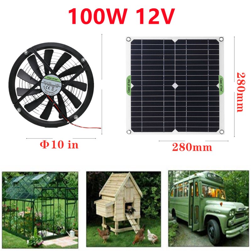 Portable 100W Outdoor Solar Exhaust Fan Air Extrac... – Grandado