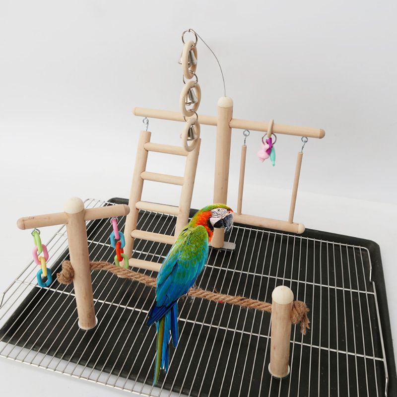 Bird Cage Stand Play Gym Perch Playground Wood Par... – Grandado