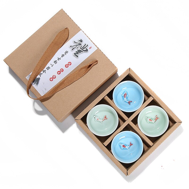 Exquisite 4pcs Ceramic 3D gold fish Cup,China tea ... – Grandado