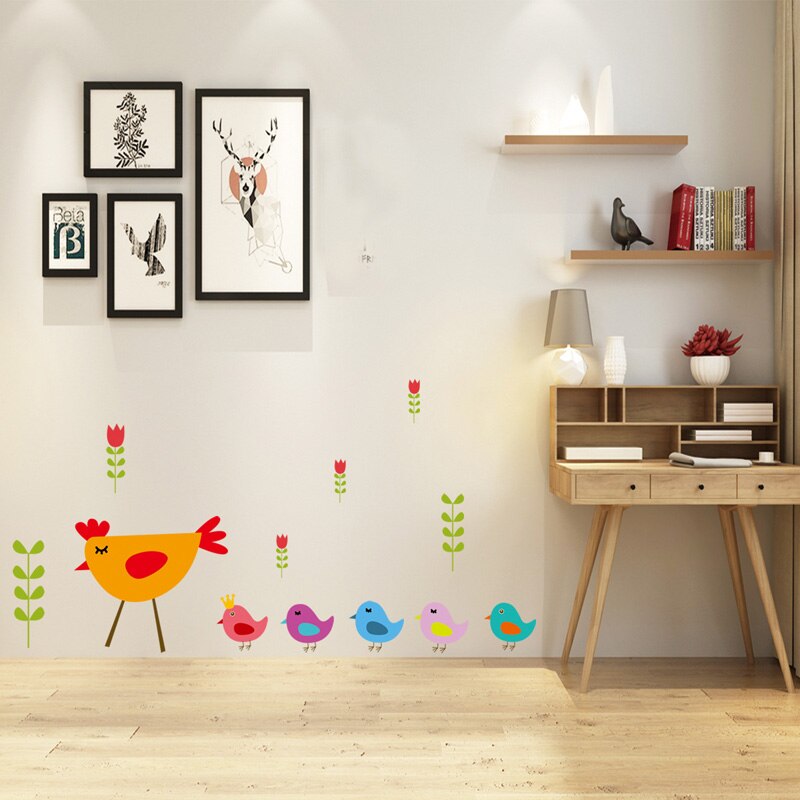 Chicken mother with chick Wall Sticker kids baby r... – Grandado