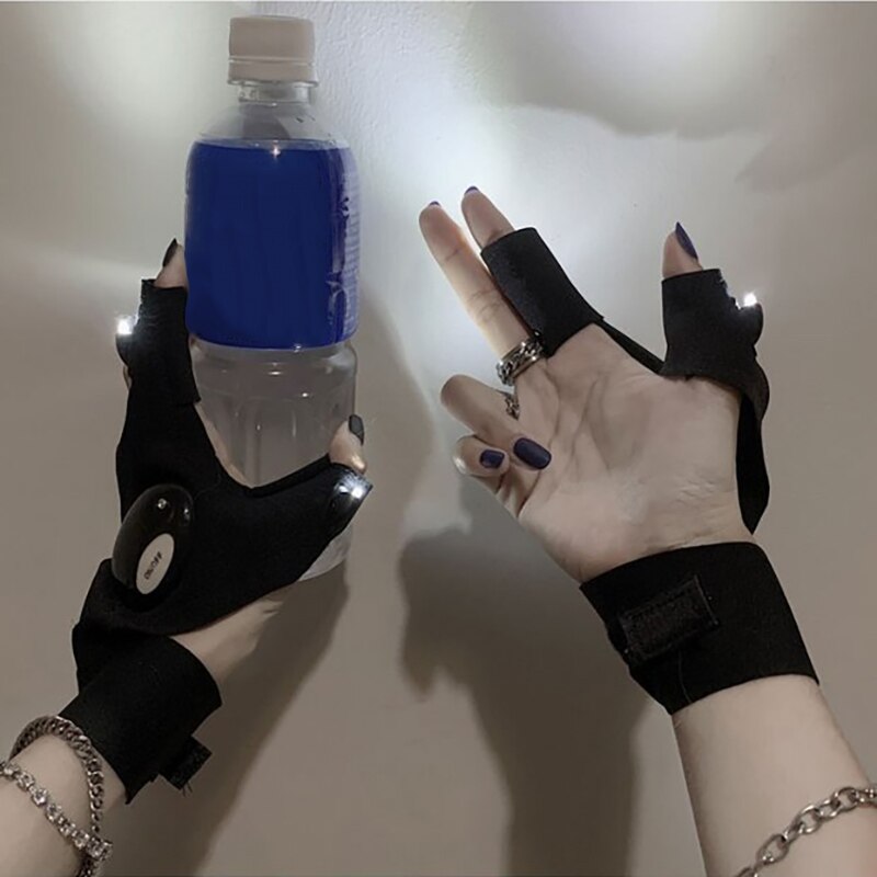 LED Half Finger Light Gloves Cool Flashlight Glove... – Grandado