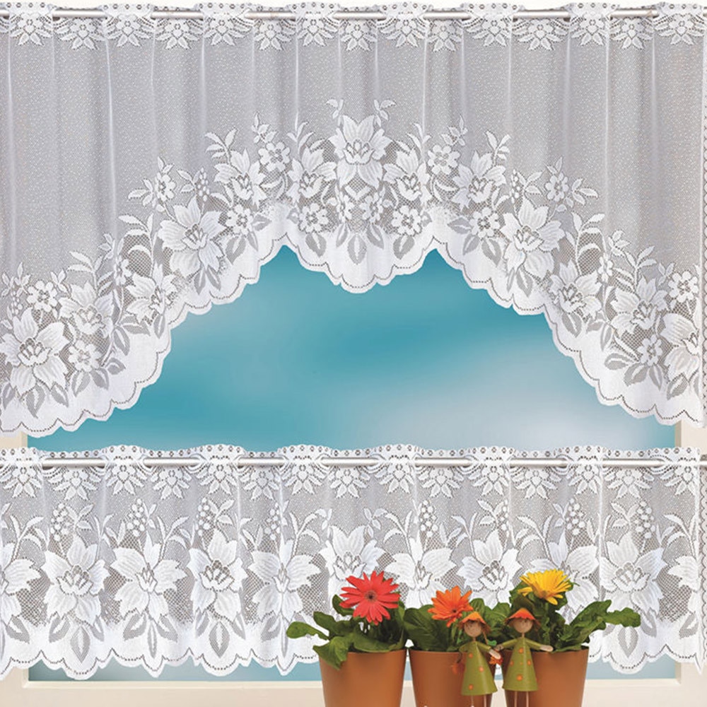 2PCS European White Lace Translucent Coffee Cafe W... – Grandado