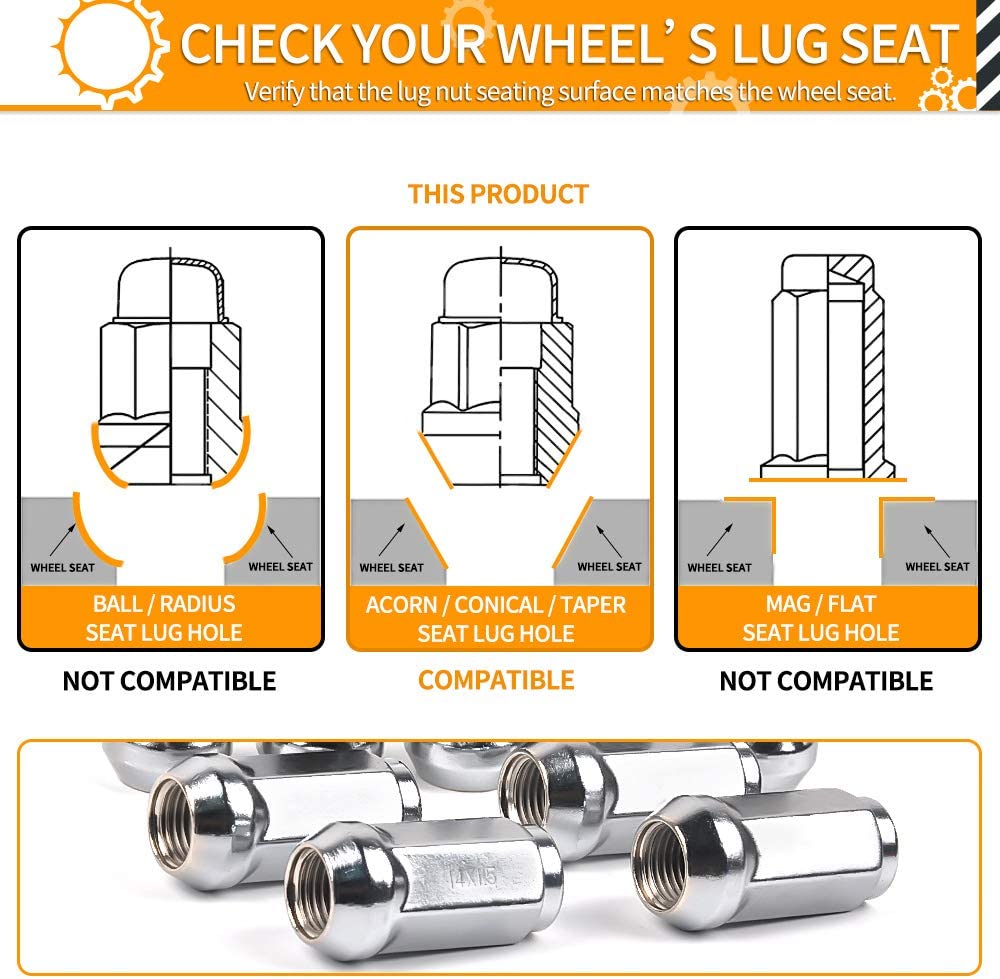MIKKUPPA M14x1.5 Lug Nuts Replacement for Silverad... – Vicedeal