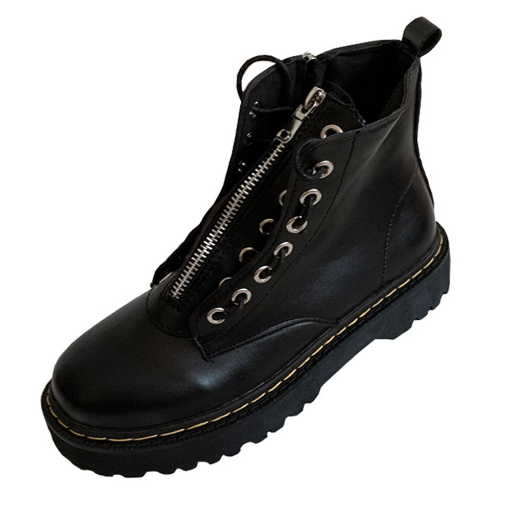 Punk botas zapatos de mujer alta Top con cremallera gruesa tacones ...