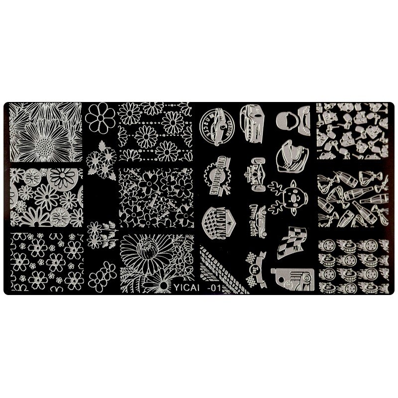1Pc YICAI01-10 Bloem Afbeelding Nail Plate Stempel... – Vicedeal