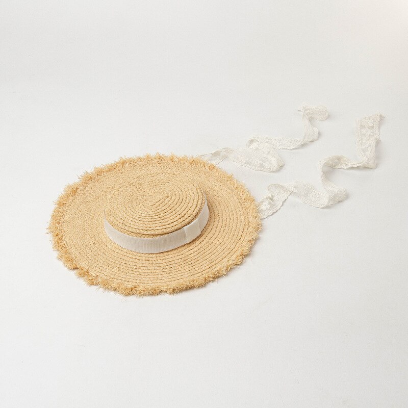 52cm girls summer straw hat lace Tied Rope sun hat... – Grandado
