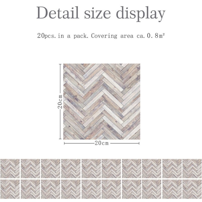 20pcs Imitation Wood Grain 3D Tile Floor Wall Stic... – Grandado