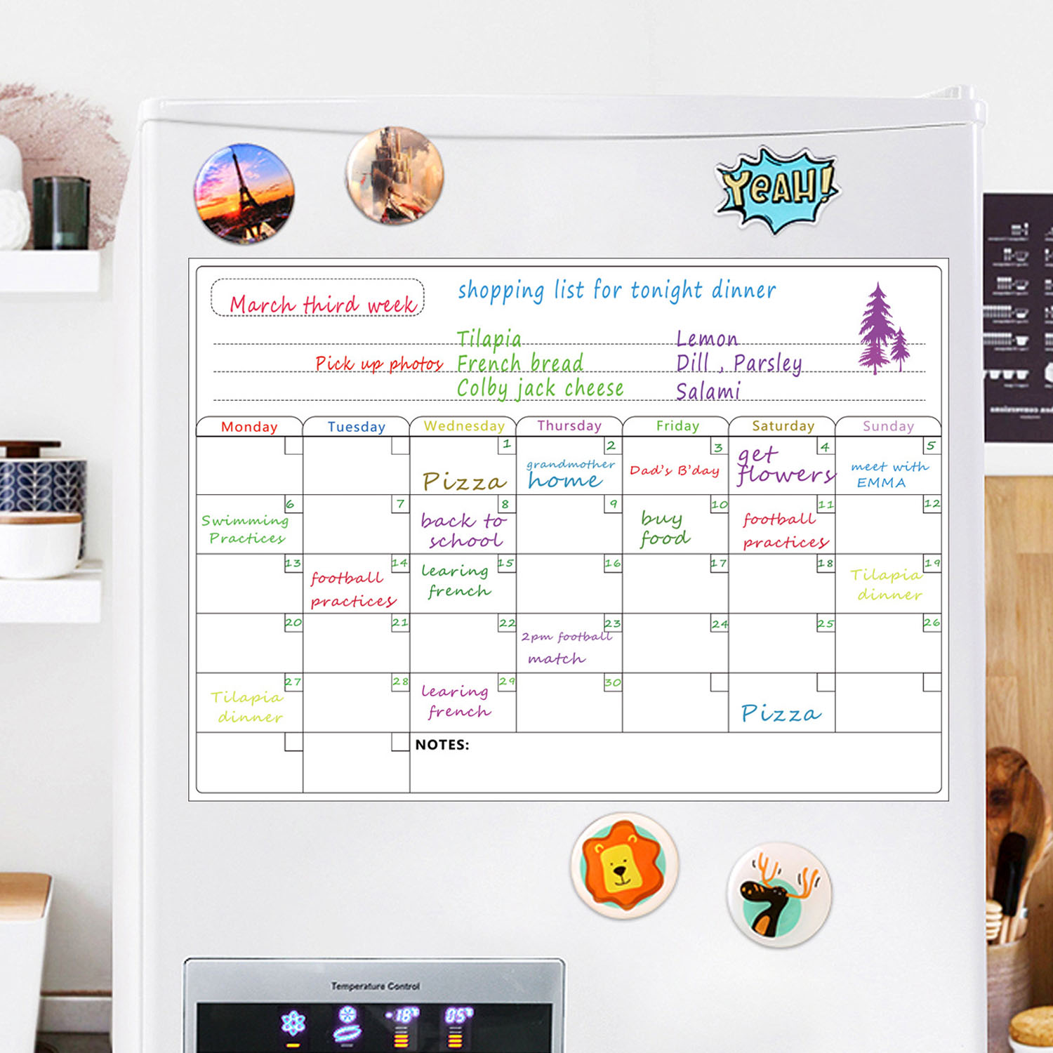 Magnetic Menu Board Kitchen Fridge Board with 8 Co... – Grandado