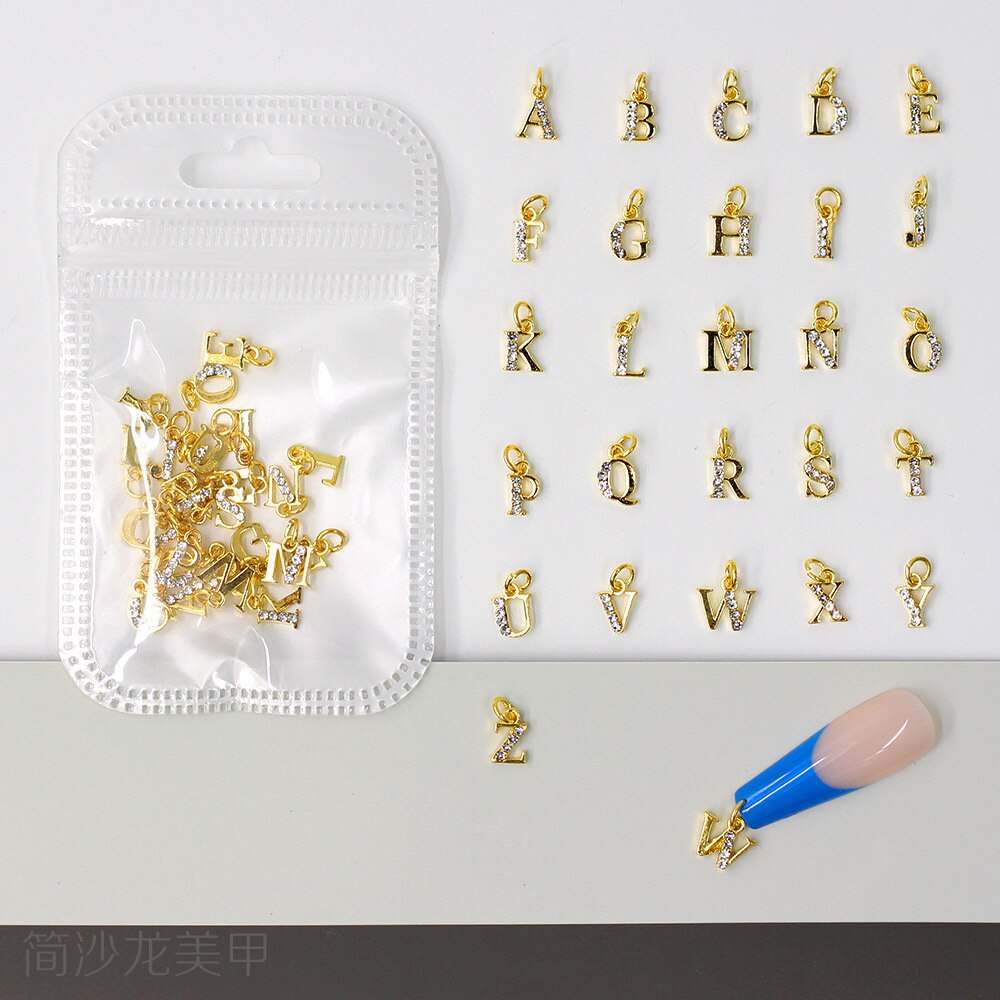 0-9 Nummer A-Z Brief Chic Nail Piercing Art Hanger... – Vicedeal