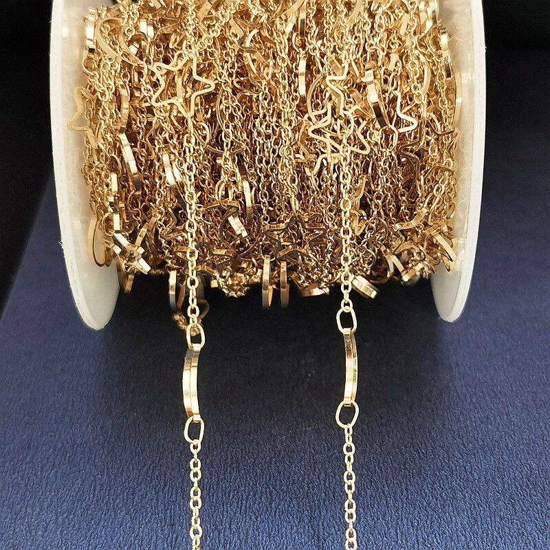 1meter Necklace Chain KC Gold Silver Star Moon Cha... – Grandado