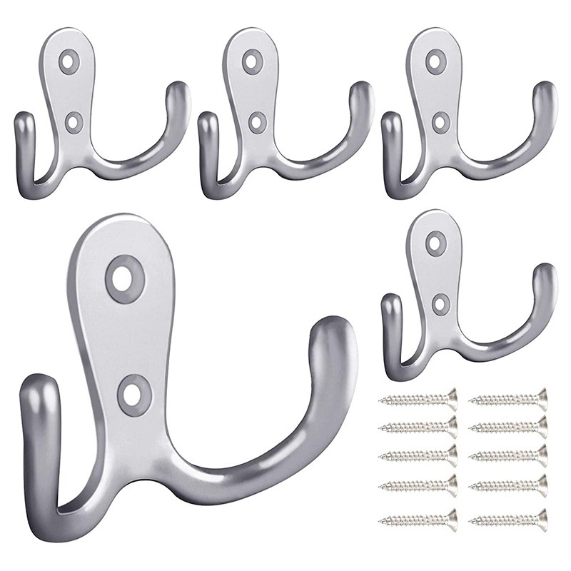 LUDA Double Prong Robe Hook with Screws, Dual Coat... – Grandado
