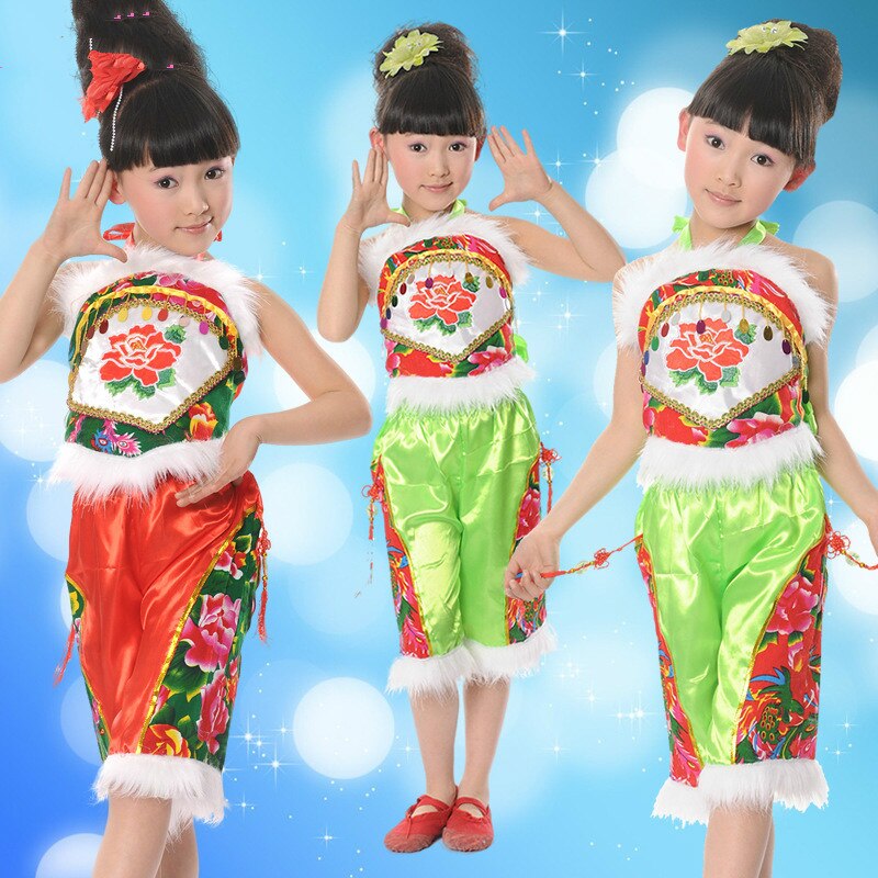 Chinese Folk Dance Yangko Stage Costumes for Dance... – Grandado