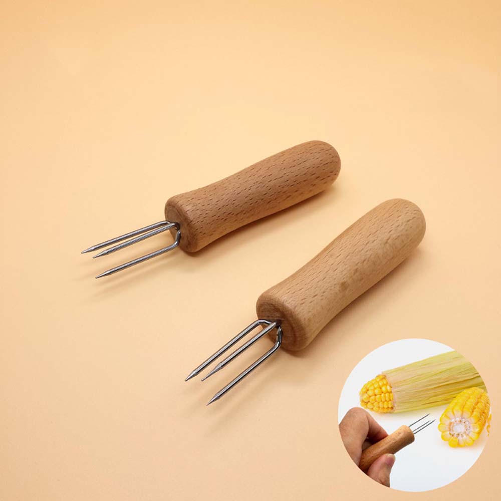 8PCS Wooden Handle Corn on The Cob Holder Stainles... – Grandado