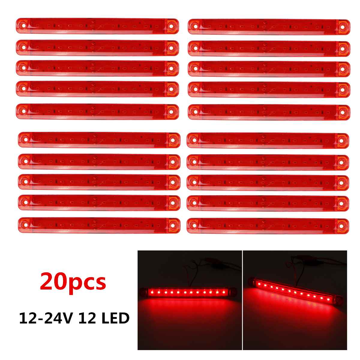 20PCS 12V 24V 12 LED Bus Truck Trailer Truck Light... – Grandado