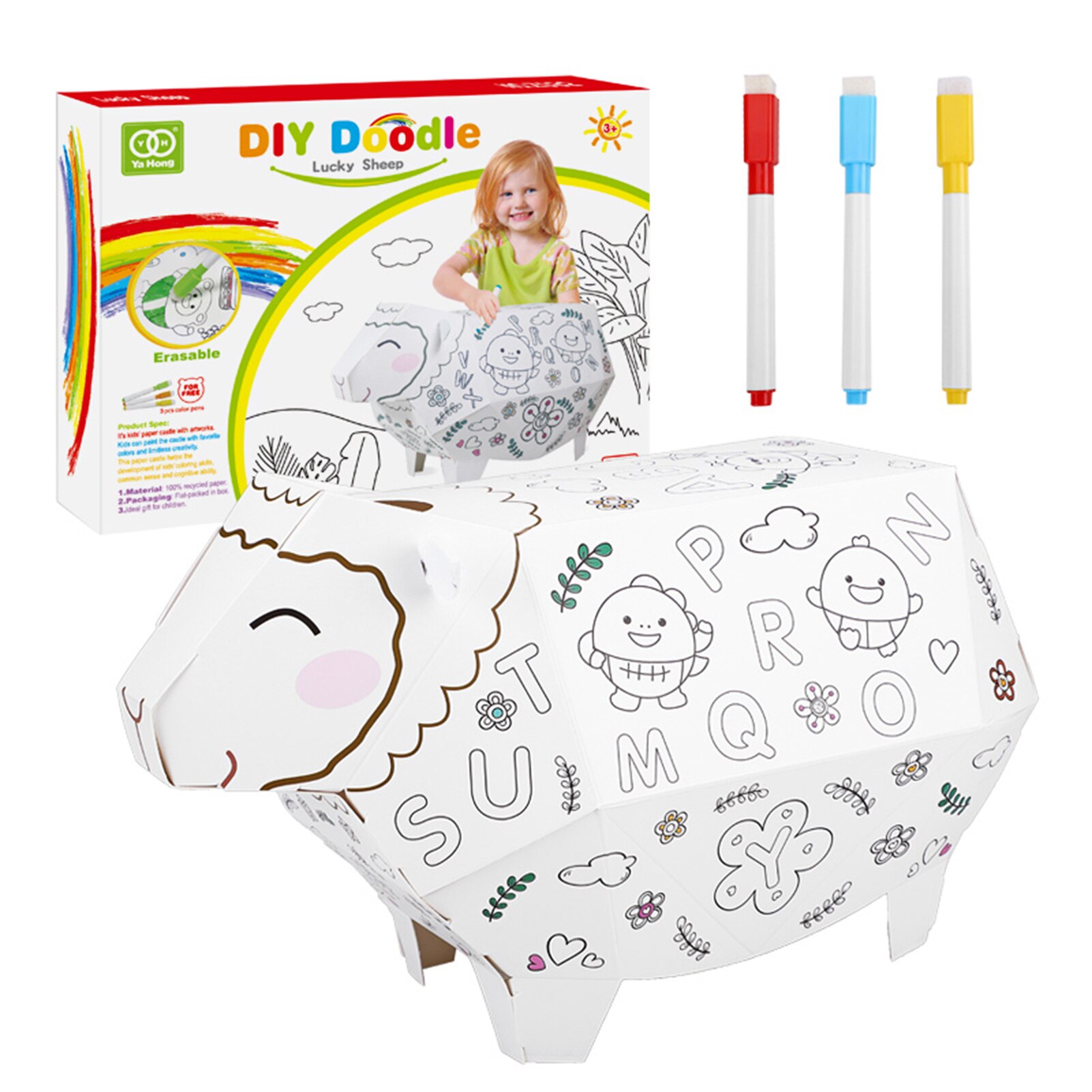 DIY Large Cardboard Coloring Crafts Play House Pro... – Grandado