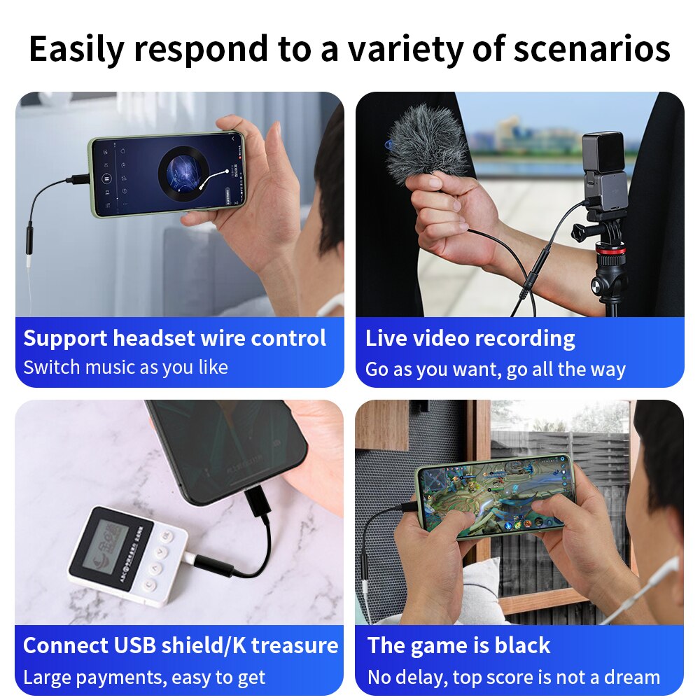 3.5mm DJI Action 2 Type-C Audio Adapter Cable Micr... – Grandado