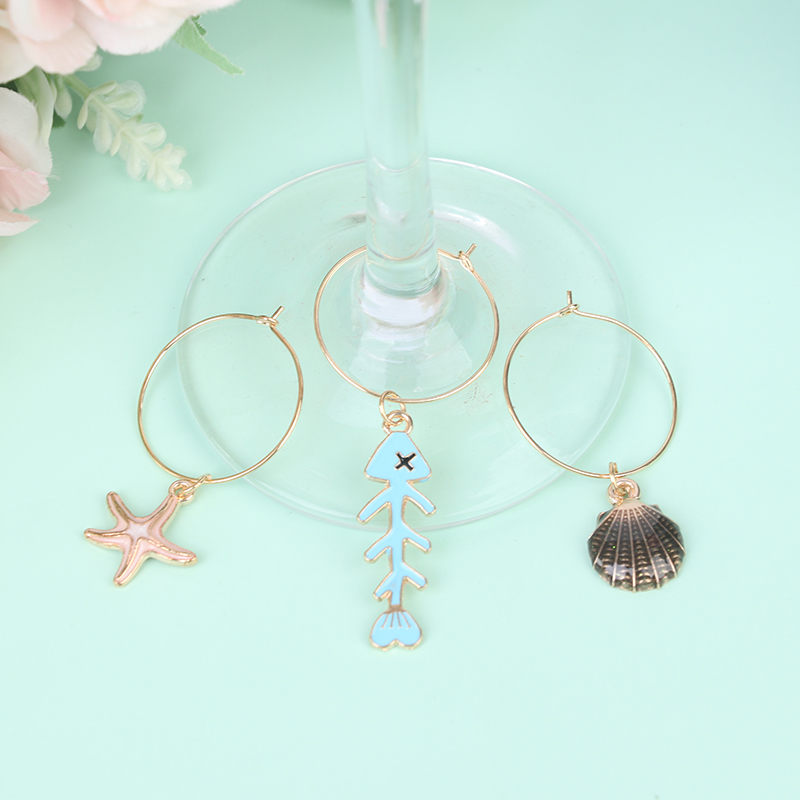 15 stk vinglass charms tusjer tags identifikasjon ... – Vicedeal