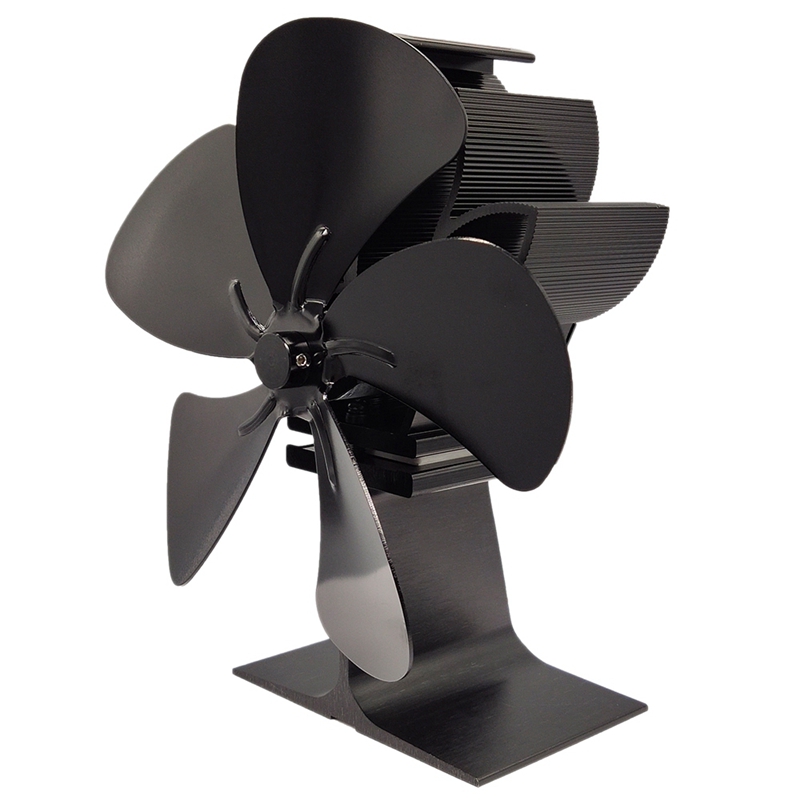 Svart peis 5- blads varmedrevet komfyrvifte komin ... – Grandado