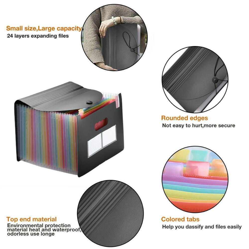 File Organizer, 24 Pockets A4 Office Expanding Fil... – Vicedeal