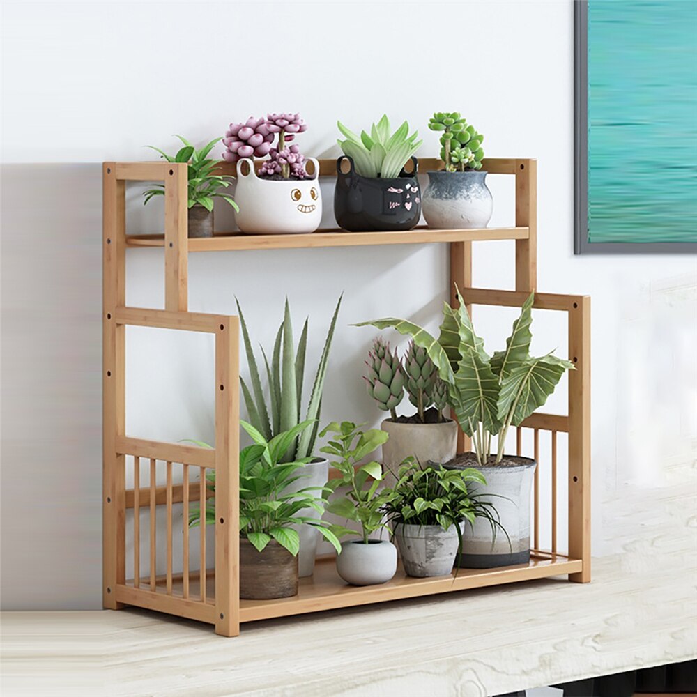 Double Layer Desktop Bookshelf Bamboo Storage Rack... – Vicedeal