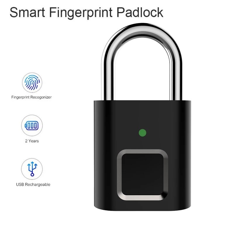 Mini Smart Biometric Thumbprint Door Padlocks Rech... – Vicedeal