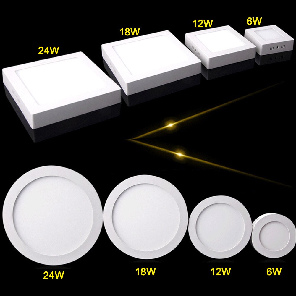 6w 12w 18w 24w rund/firkantet led panel lys overfl... – Grandado