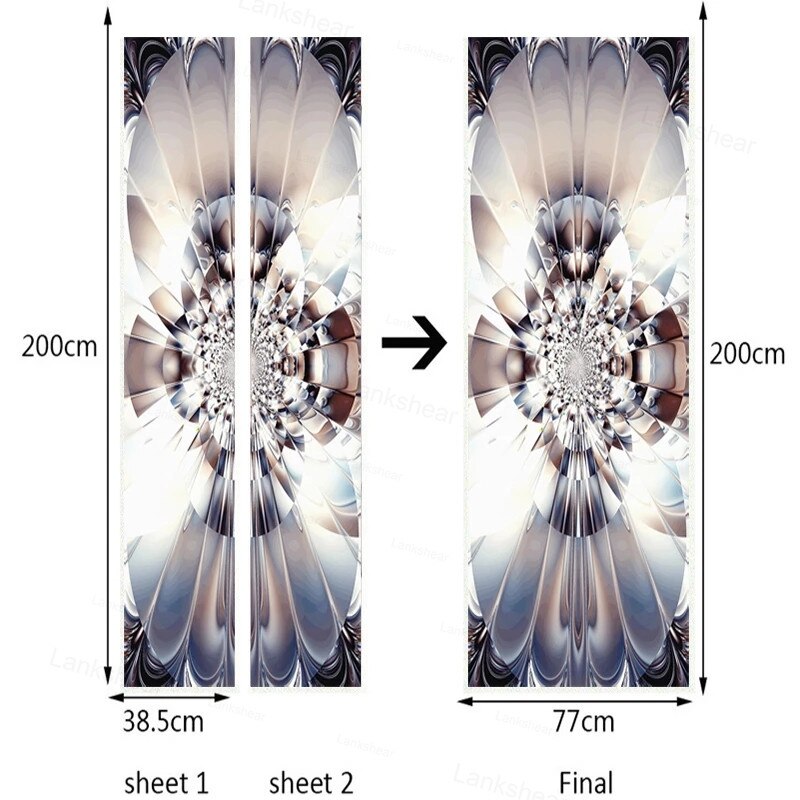 Modern Abstract Art Flower Door Sticker 3D Door Mu... – Grandado