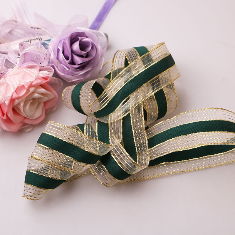 5Yard 3.8cm gold translucent mesh gold edge Ribbon... – Vicedeal