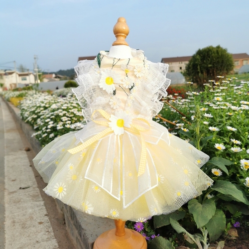 Schattige Puppy Hond Bruiloft Jurk Geel Kant Daisy... – Vicedeal Schattige Puppy Hond Bruiloft Jurk Geel Kant Daisy... – Vicedeal