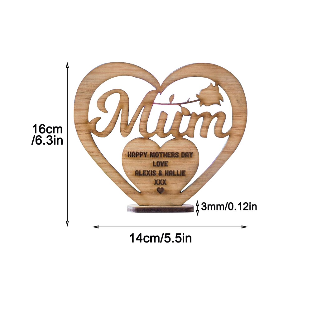 Love Heart Shaped Wooden Ornament Happy Mothers Da... – Grandado
