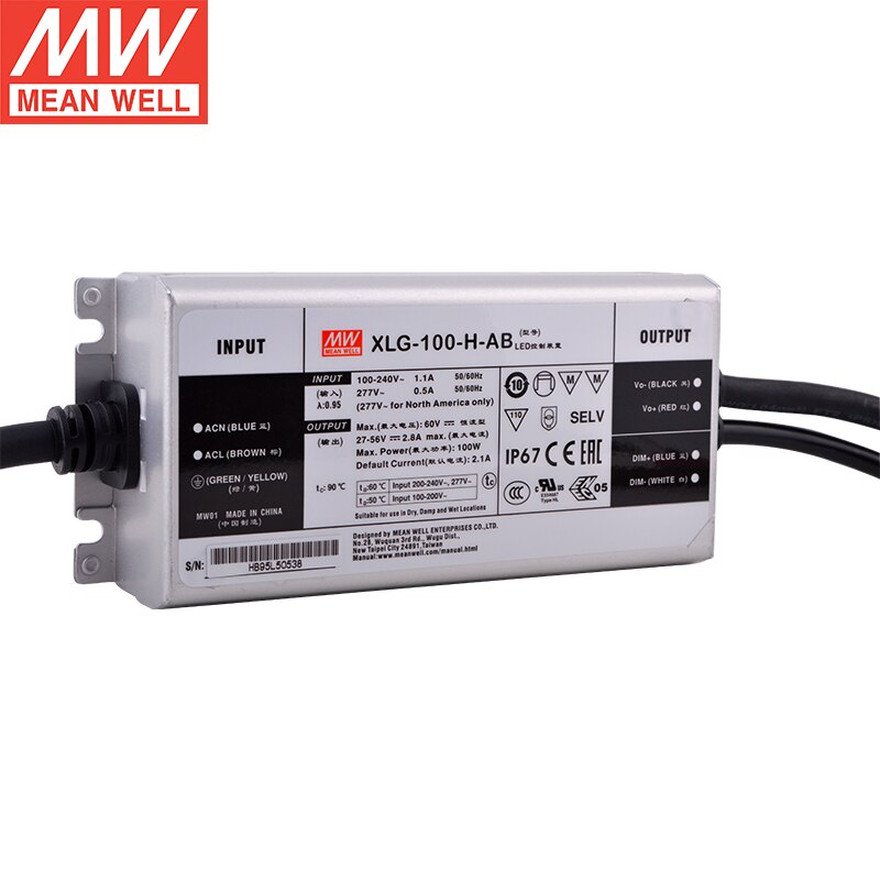 MEAN WELL XLG-100-H-AB 100W 27-56V 2100mA Constant... – Grandado