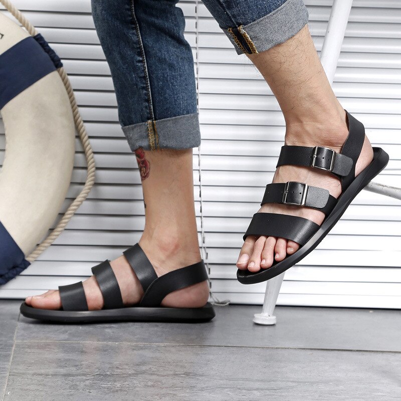 Men Leather Sandals Summer Open Toe Casual Shoes O... – Grandado