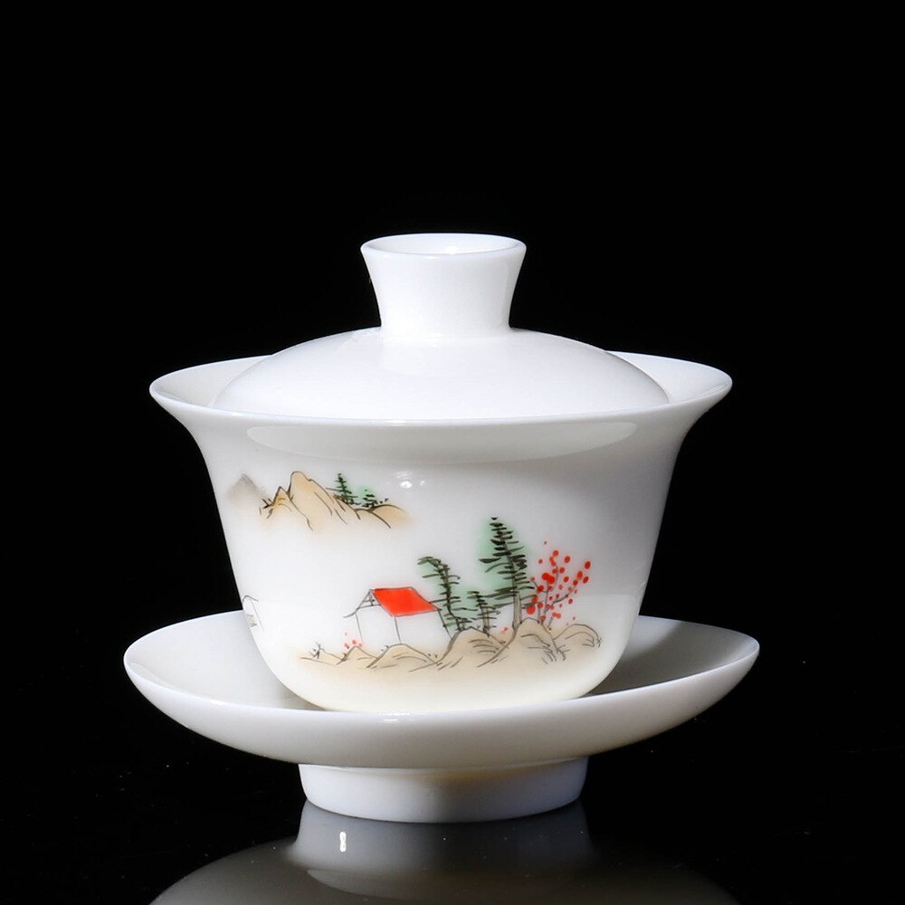 thin glaze porcelain gaiwan China Dehua tureen han... – Grandado