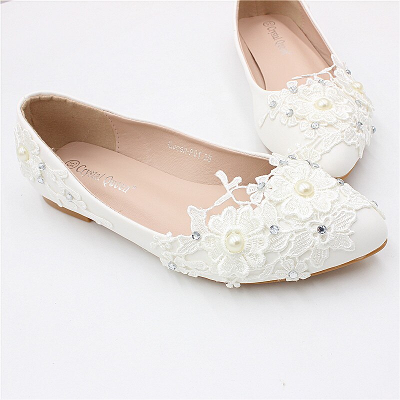 Soft soled large flat bottom white wedding shoes p... – Vicedeal