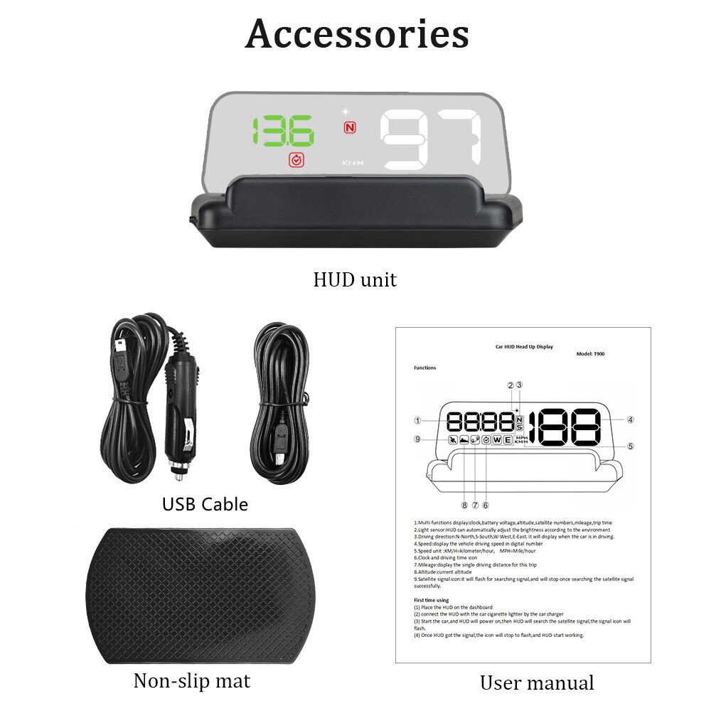 Auto Hud Display OBD2 Gps Head-Up Display Eobd Voo... – Grandado