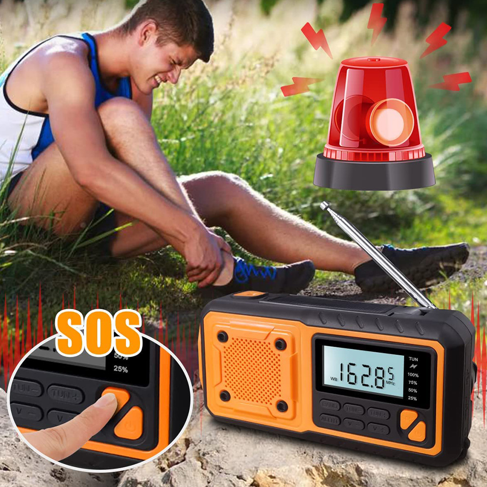 Emergency Radio Solor Hand Crank Radio portátil FM... – Grandado