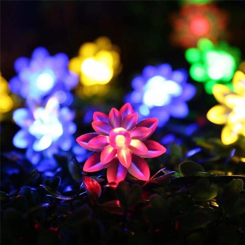 Lotus Solar Lights String LED Outdoors Cherry Blos... – Vicedeal
