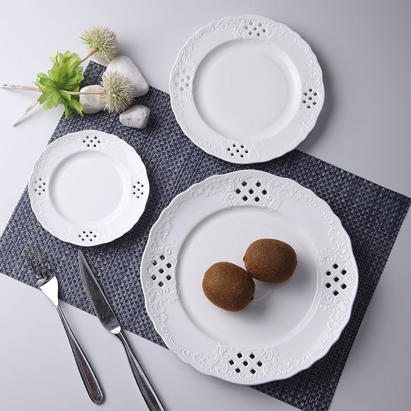 3pcs set, 6+8+10inch, plain white embossed porcela... – Grandado 3pcs set, 6+8+10inch, plain white embossed porcela... – Grandado