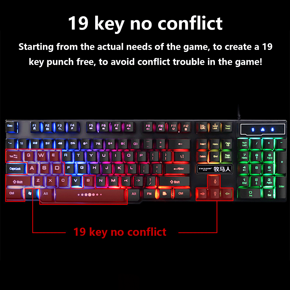 Gaming keyboard Mechanical Feel Keyboard With Rain... – Grandado