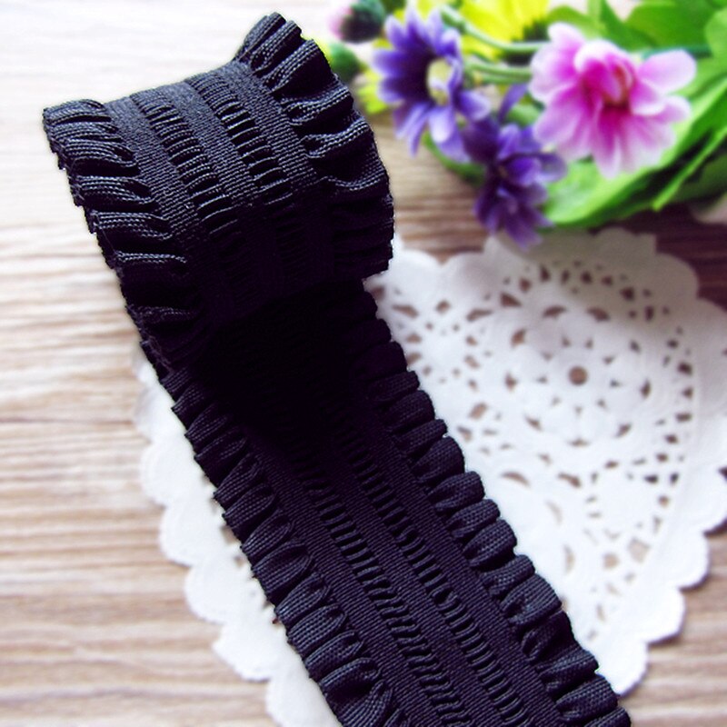 Lace Trim Elastic Band Frilly Ruffled Black Elasti... – Grandado