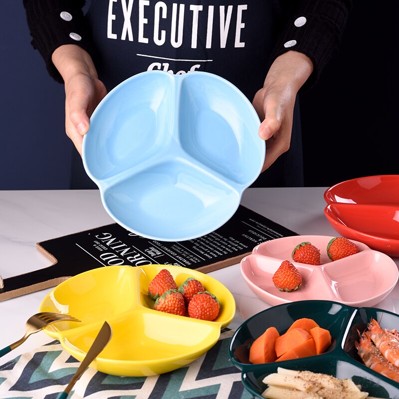 （7 Inch）Three-divided Plate Ceramic Tableware Porc... – Grandado