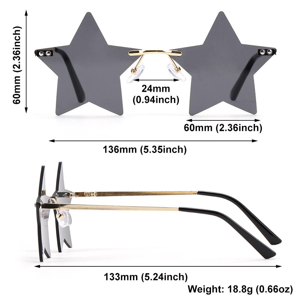 Vintage Unique Star Shape Mirror Rimless Sunglasse... – Vicedeal