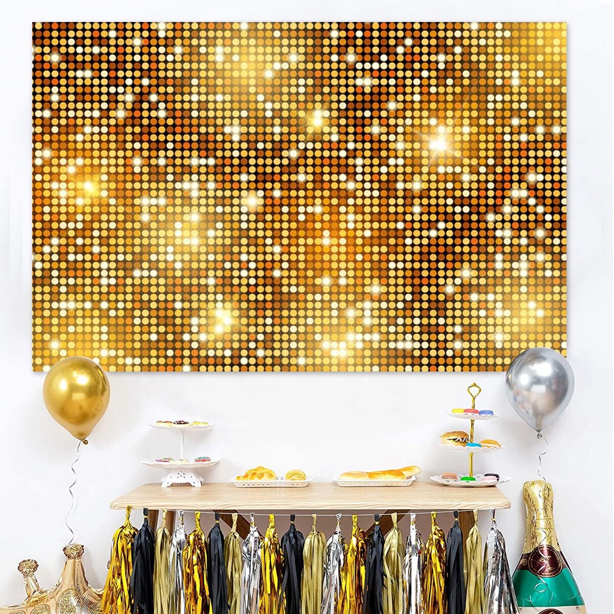 1.6M Bright Gold Glitter Birthday Party Background... – Grandado